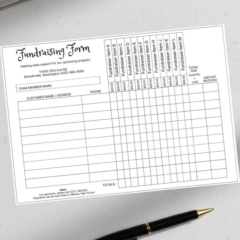 Fundraiser Order Form Template, School Fundraising Form, Editable Canva ...