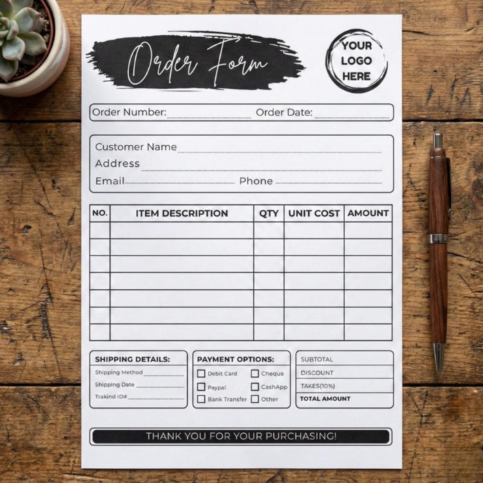 Editable Order Form Template, Printable Crafters Order Form , Small ...
