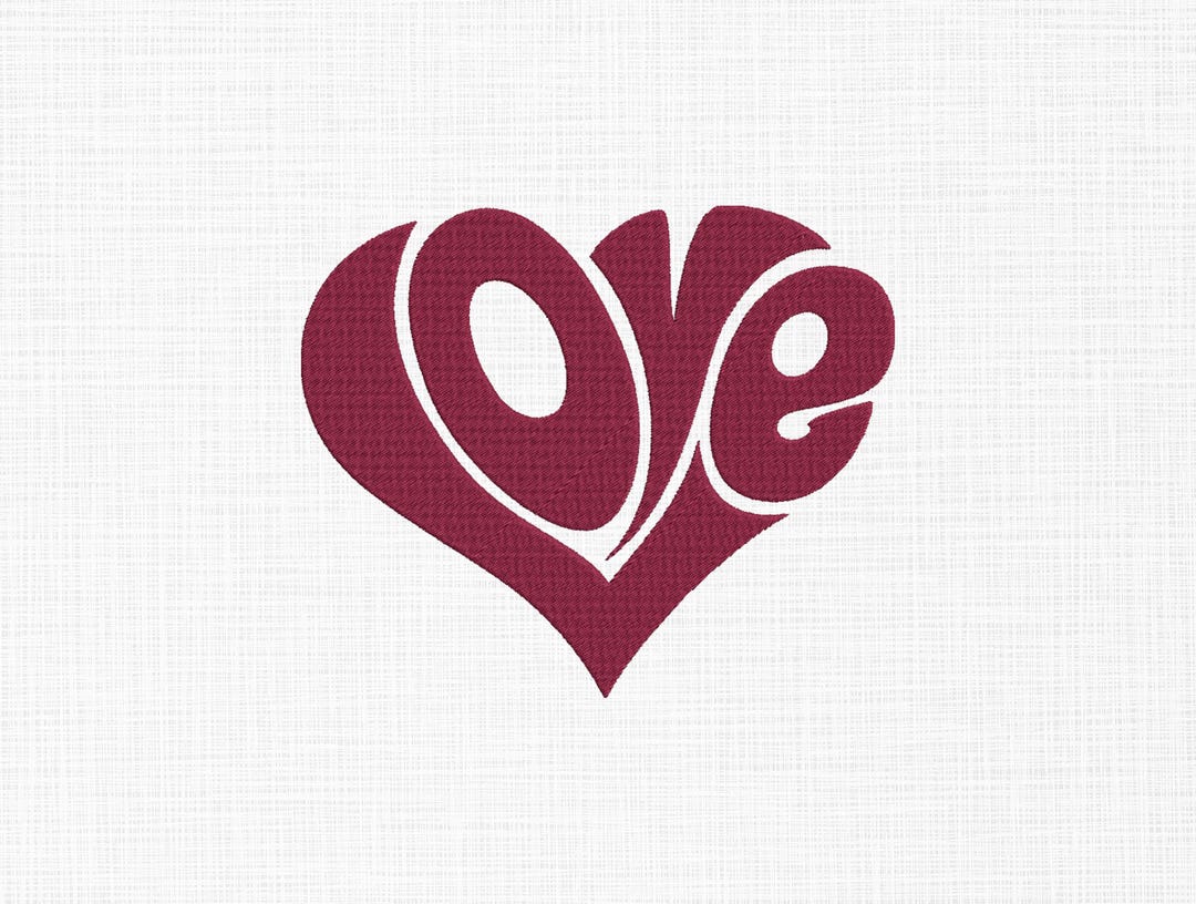 Love Heart Embroidery Design: Machine Embroidery Pattern (5 Sizes ...