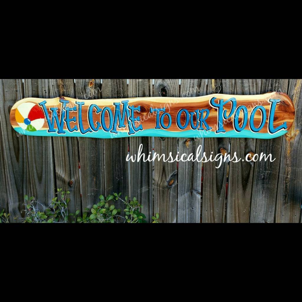 Welcome to Our Pool Large Pool Signs Exterior Pool Sign | Etsy