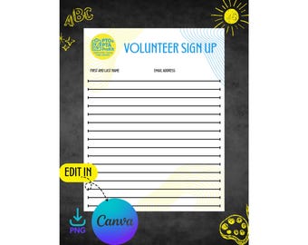 PTO Sign up Sheet Editable Canva Template, Edit for PTA - Etsy