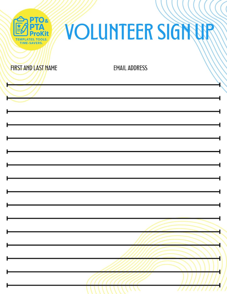 Editable Volunteer Sign-up Sheet | PTO PTA Canva Template | Printable ...