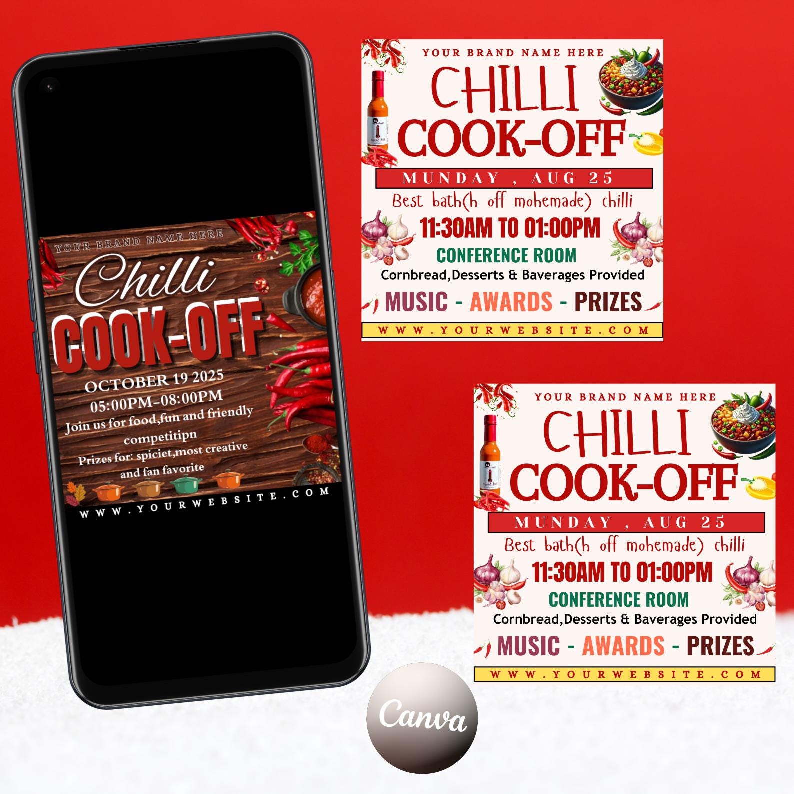 Chili Cook off Flyer: Editable Contest Poster Template (digital ...
