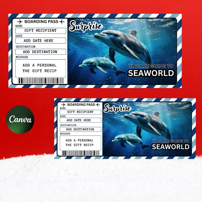 Printable Seaworld Gift Ticket, Vacation Surprise Reveal, Surprise Trip ...