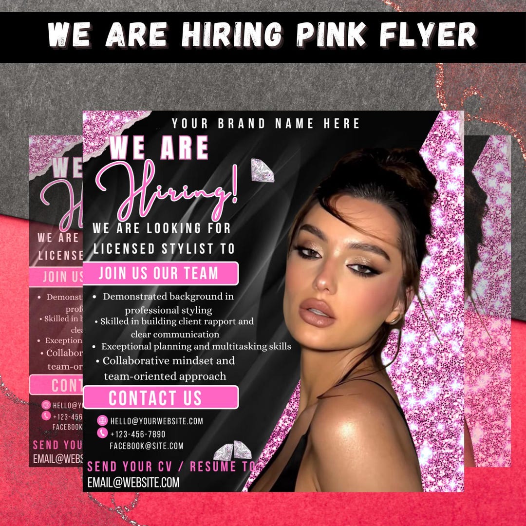 We Are Hiring Pink Flyer | Editable Salon & Beauty Canva Template ...