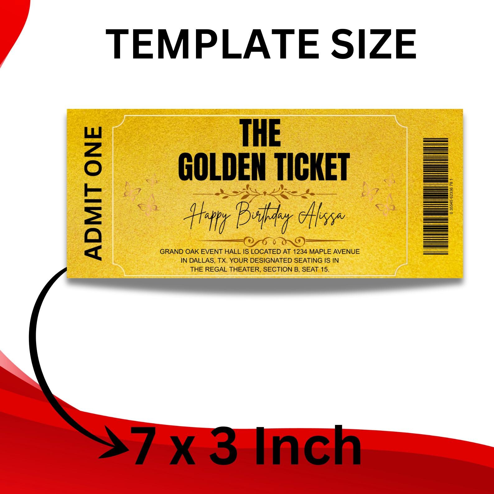 Golden Ticket Template, Printable Golden Ticket Editable Template ...