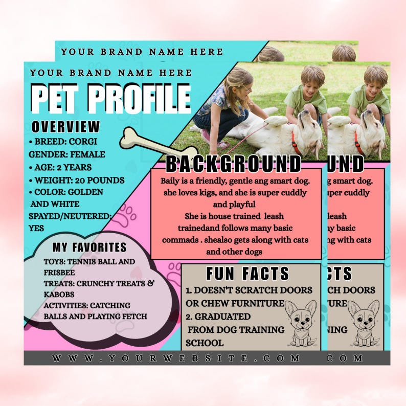 Pet Profile Flyer, Editable Dog Flyer, Printable Puppy Template, Custom ...