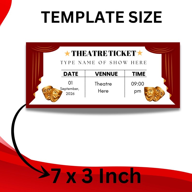 Editable Theatre Ticket, Show Printable Tickets, Christmas Surprise ...