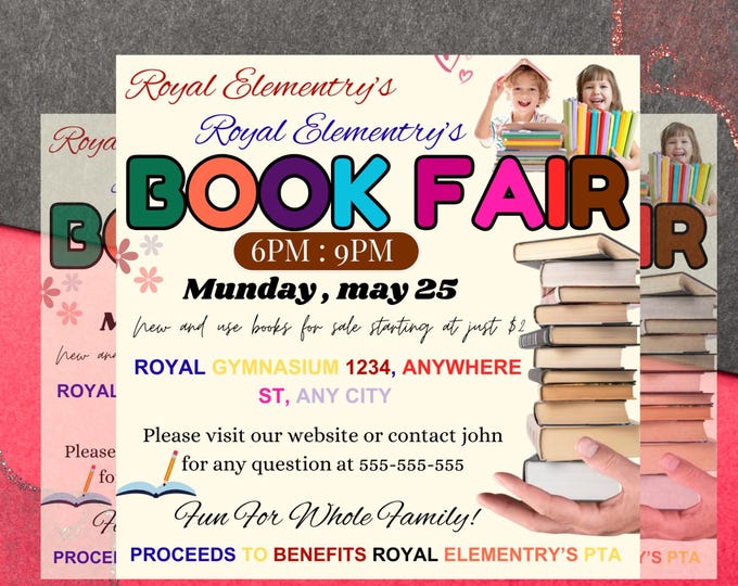Book Fair Flyer Template | School Book Fair | PTA, PTO, School Event ...