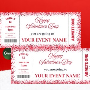 Editable Valentine's Day Ticket Template, Valentine Coupon & Surprise ...