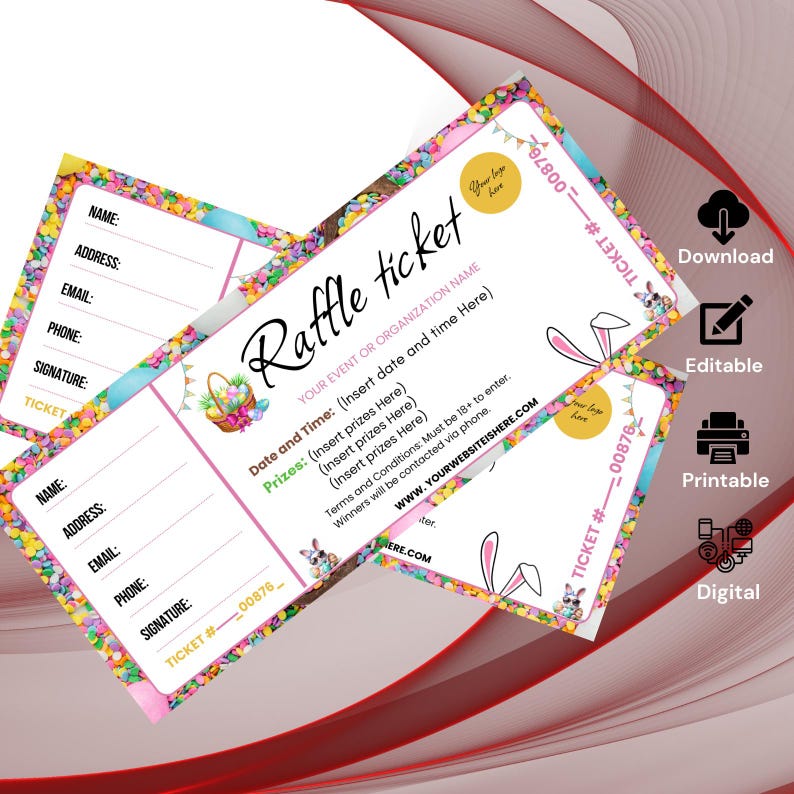 Easter Raffle Tickets Editable Canva Template, Easter Fundraiser Event ...