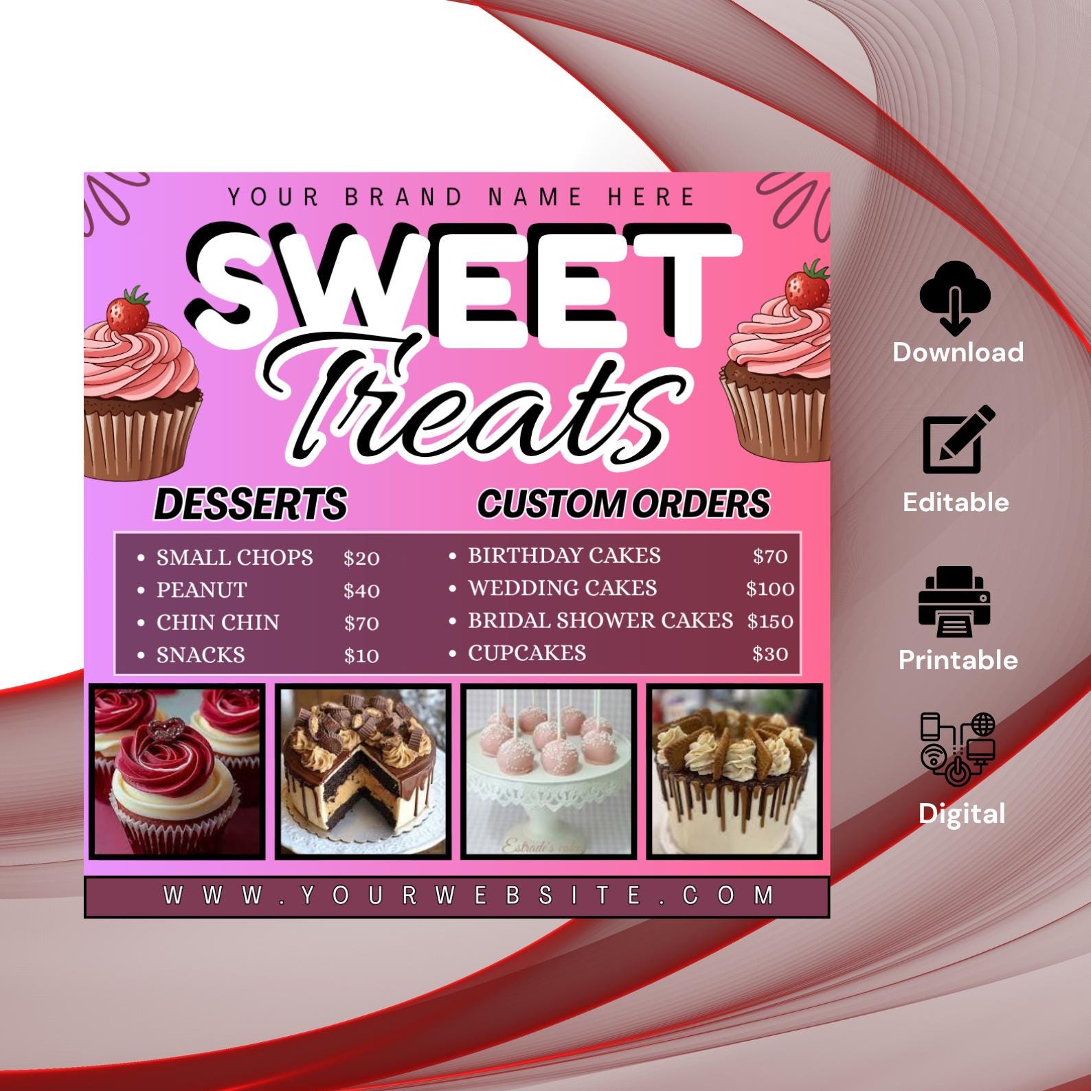 Sweet Treats Flyer Template | Bakery Flyer | Dessert Shop Promotion ...