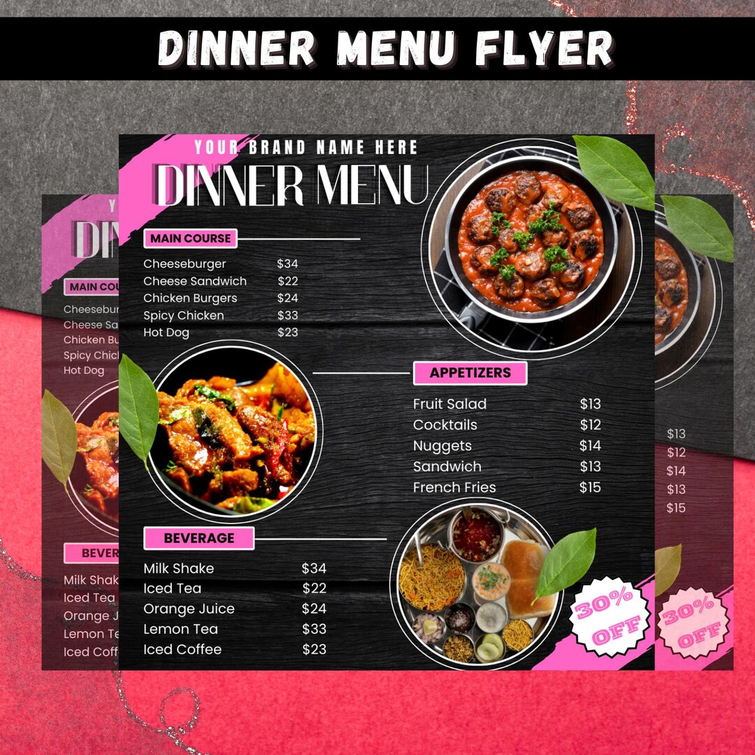 Editable Dinner Party Menu Template: Modern Event Design - Etsy