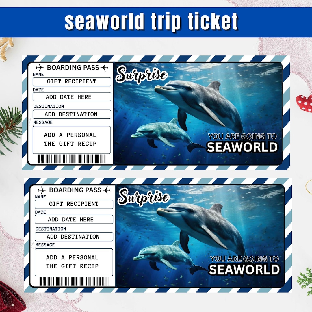 Printable Seaworld Gift Ticket, Vacation Surprise Reveal, Surprise Trip ...