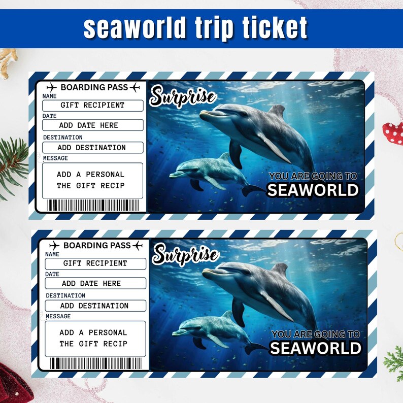 Printable Seaworld Gift Ticket, Vacation Surprise Reveal, Surprise Trip ...