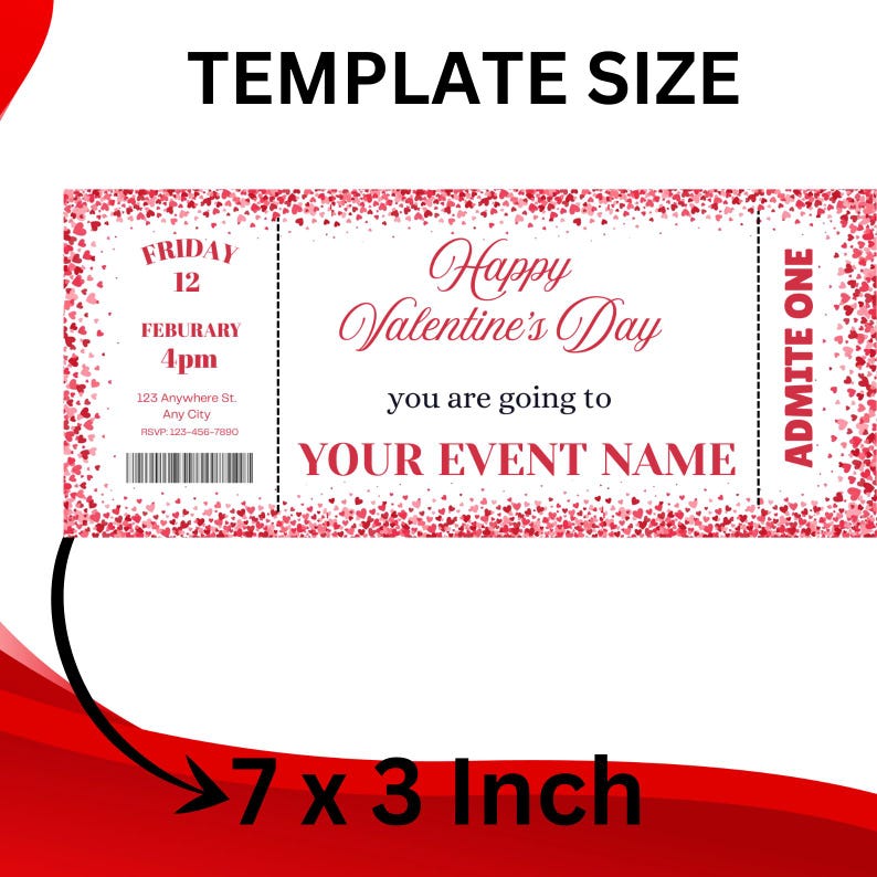 Editable Valentine's Day Ticket Template, Valentine Coupon & Surprise ...