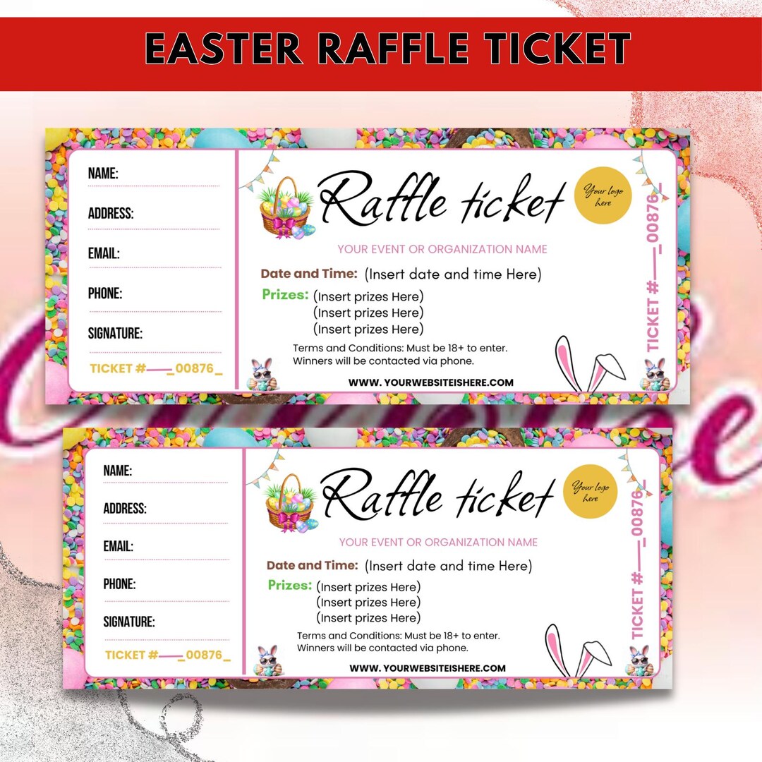Easter Raffle Tickets Editable Canva Template, Easter Fundraiser Event ...