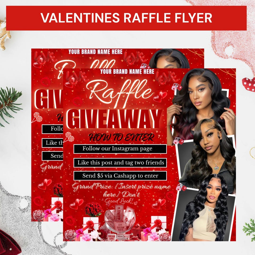 Editable Valentines Raffle Flyer, Valentine Day Giveaway Flyer ...