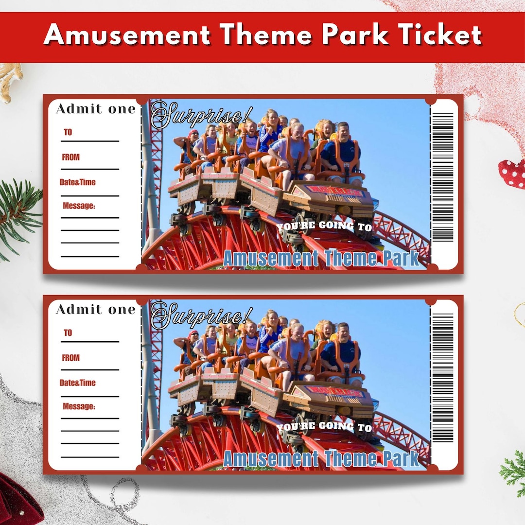 Printable Amusement Park Gift Surprise Ticket, Theme Park Gift, Aquatic ...