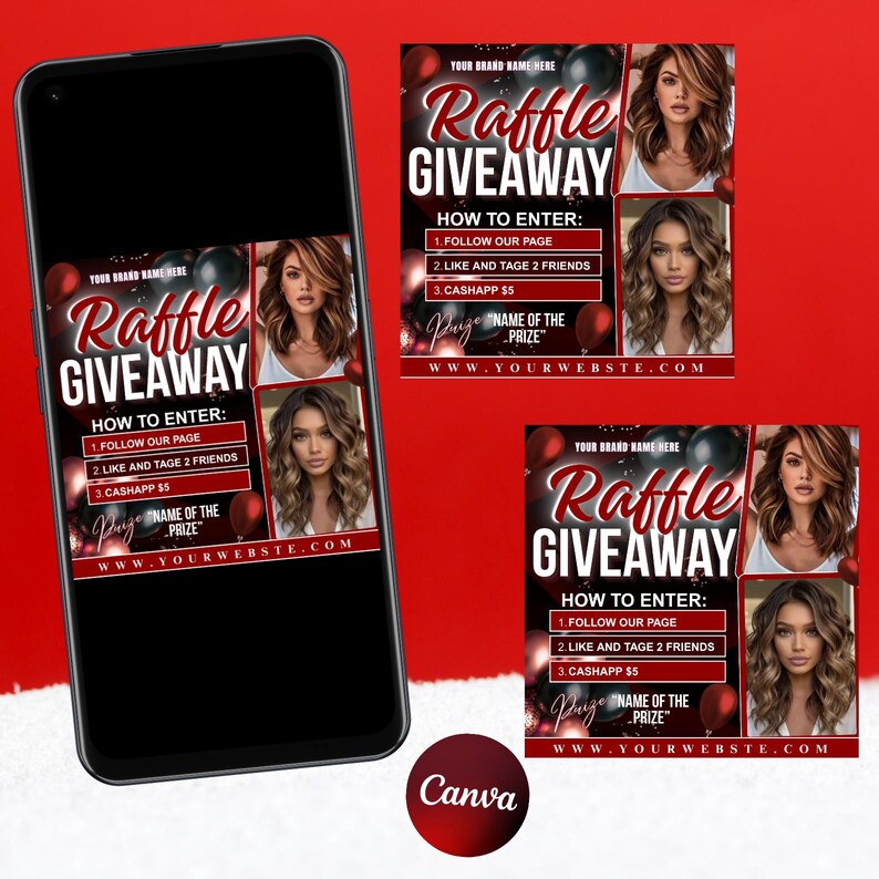 Raffle Giveaway Flyer | Editable Canva Template | Fundraiser, Event ...
