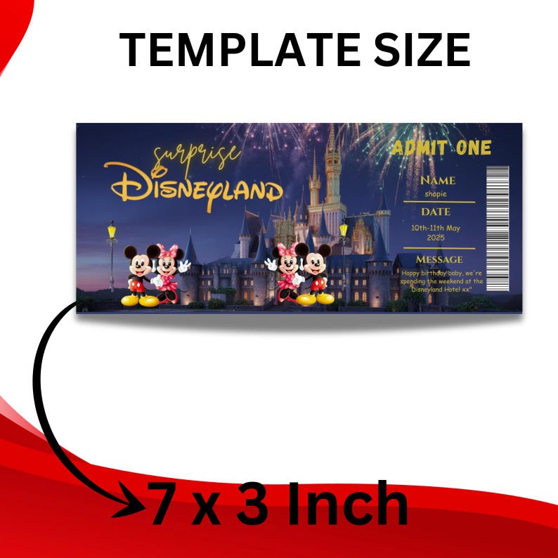 Editable Disneyworld Ticket, Disneyland Surprise Ticket, Editable ...