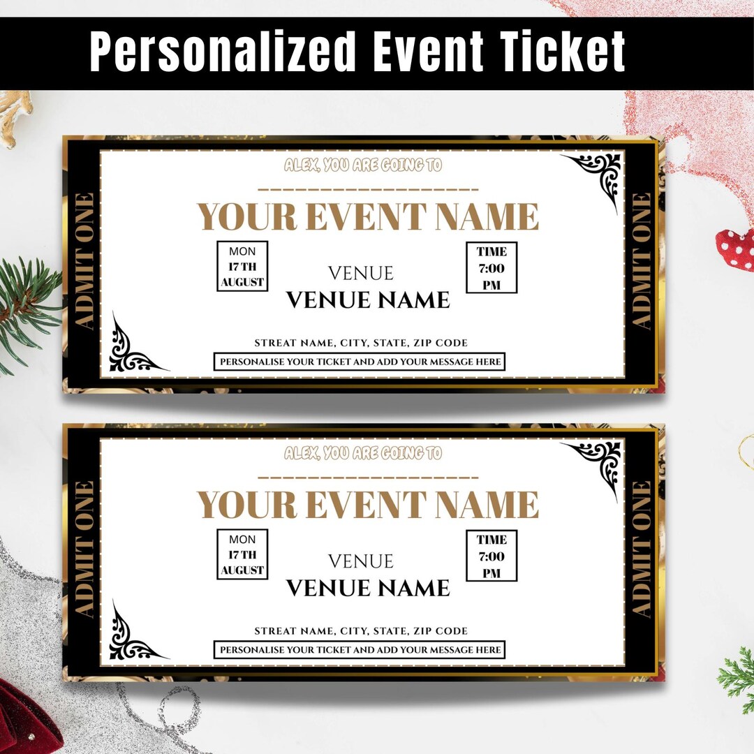 Personalized Event Ticket, Event Ticket Template, Birthday Surprise ...