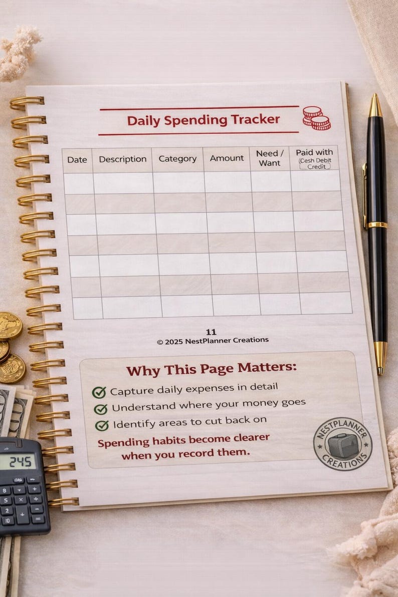 Weekly Financial Agenda Printable Budget Planner PDF | A5 Money ...