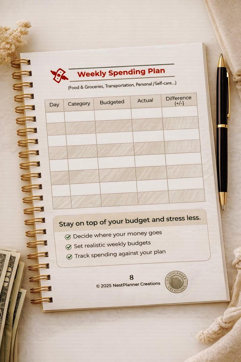 Weekly Financial Agenda Printable Budget Planner PDF | A5 Money ...