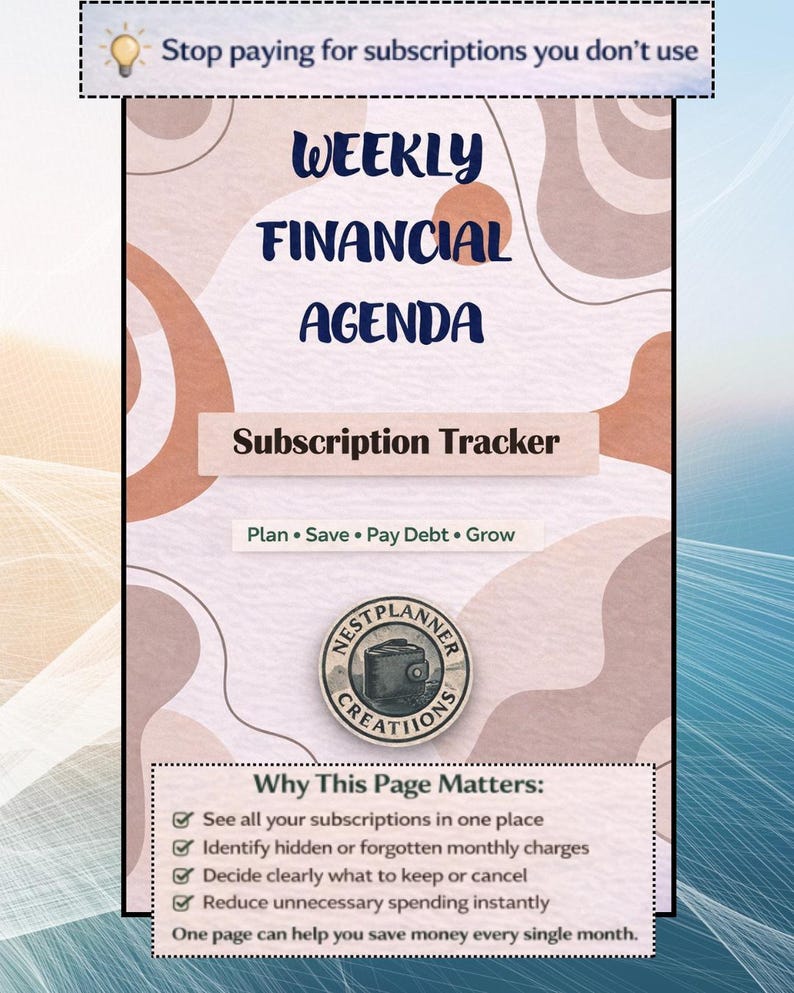 Subscription Tracker Printable | Monthly Bill Tracker | Cancel Unused ...