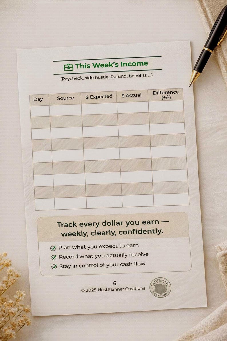 Weekly Financial Agenda Printable Budget Planner PDF | A5 Money ...