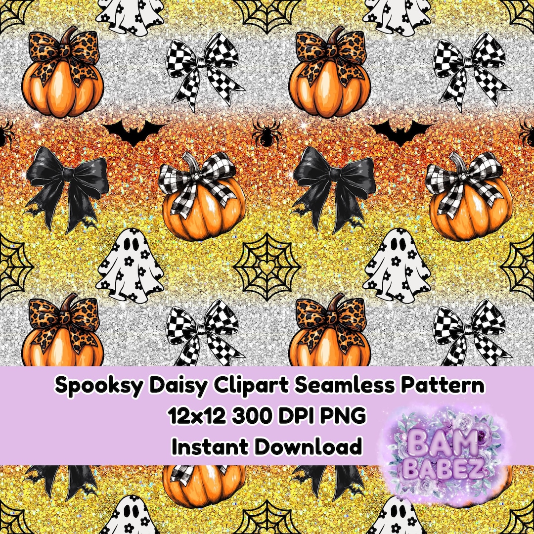 Spooksy Daisy Cute Spooky Halloween Candy Corn Glitter Seamless Clipart ...