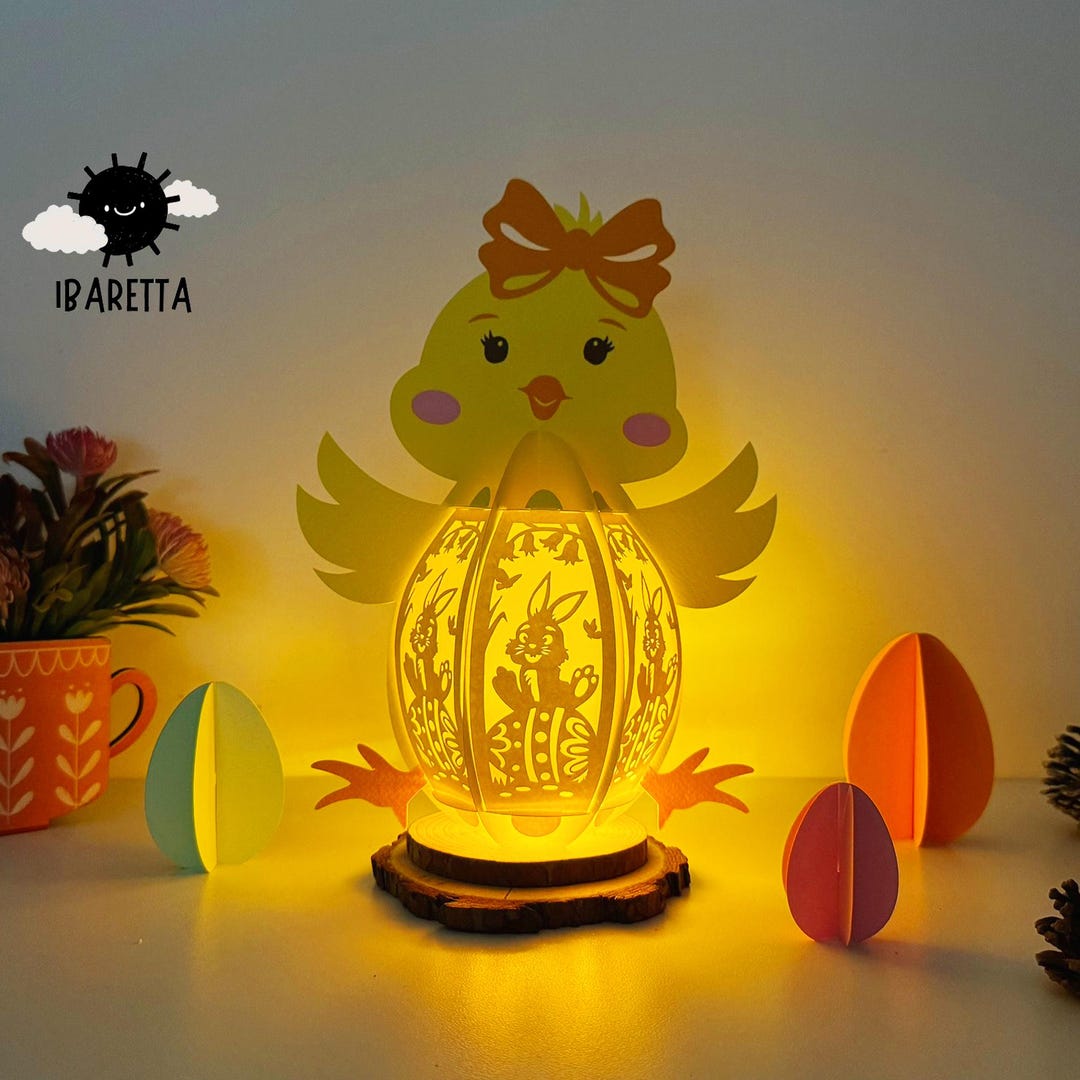 Lantern Easter Chick DIY Shadow Box SVG - Lantern Easter Chick Lantern ...