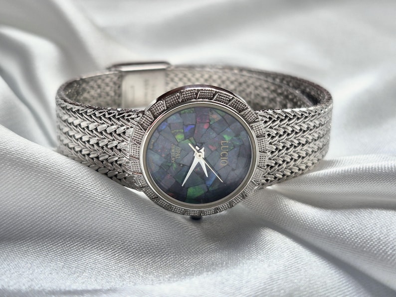 Lucio Swiss Opal Dial Watch – Vintage Ladies – Iridescent Stone – Like ...