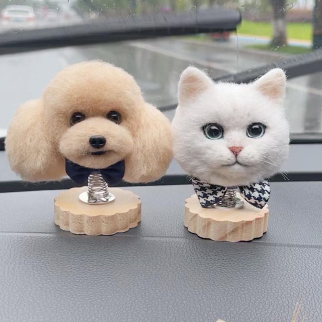 Custom Felt Pet Bobblehead: Handmade Cat & Dog Car Decor - Etsy