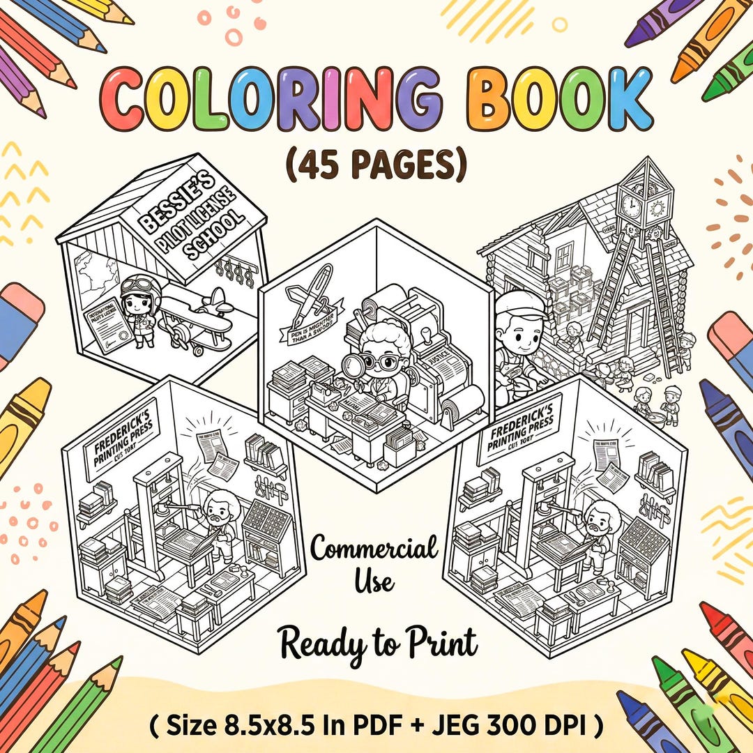 Black History Heroes Coloring Book | 45 Educational Pages (printable 8 ...