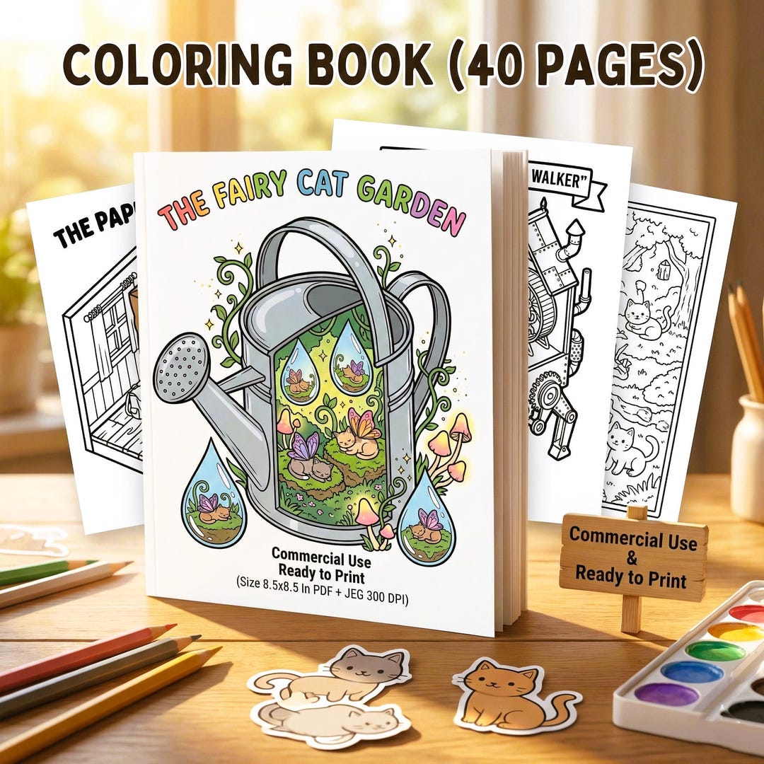 Fantasy Cat Coloring Book for Kids | 40 Funny Scenes (JPG Format) - Etsy