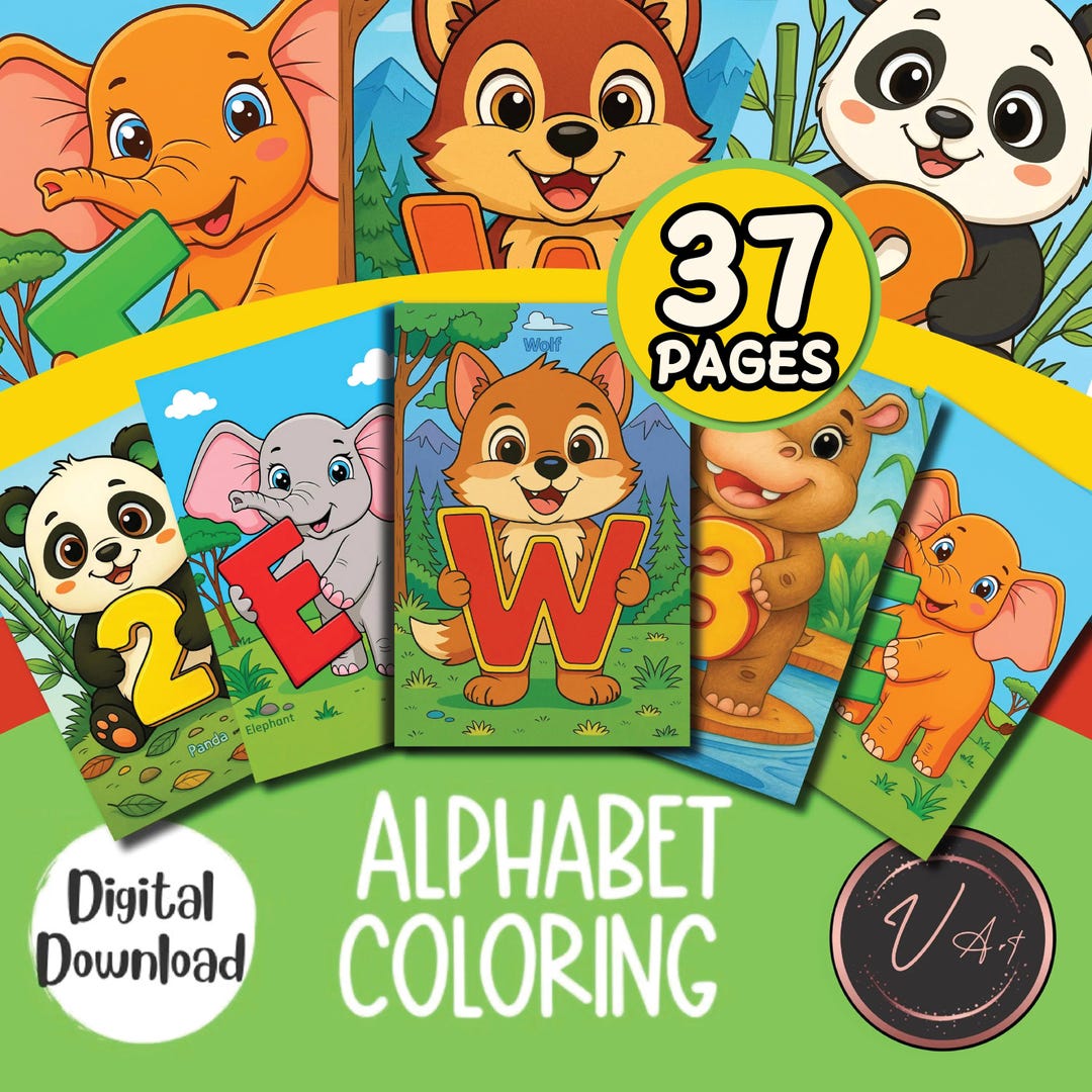 Alphabet & Number Coloring Pages: A-Z, 0-9 Printable Activity (PDF) - Etsy