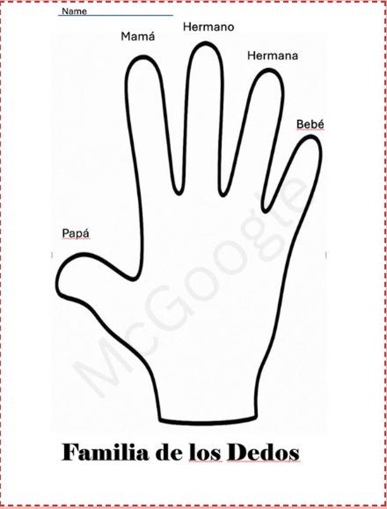 Bilingual Finger Family Cut & Paste | English and Spanish | Pre-k ...