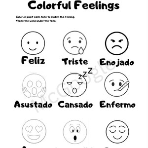 Colorful Feelings – Dual Language Emotions Worksheets (english ...