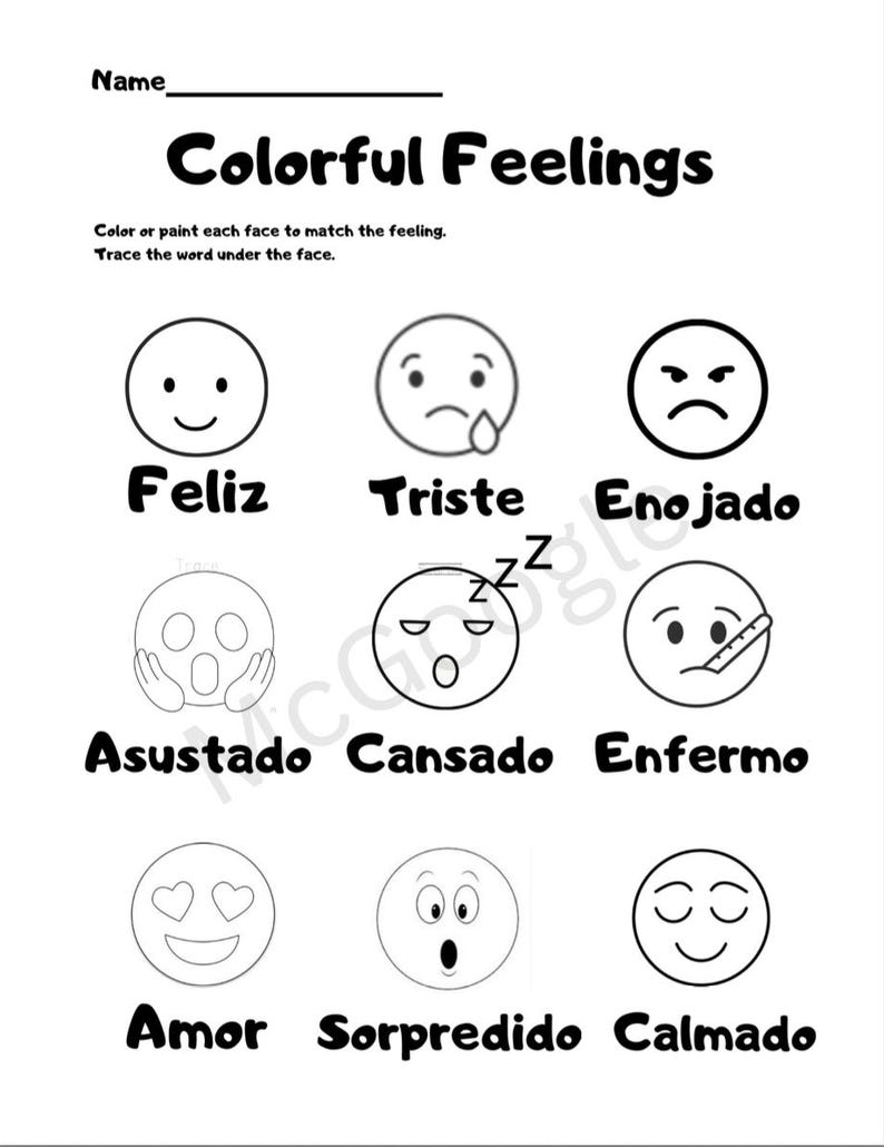 Colorful Feelings – Dual Language Emotions Worksheets (english ...