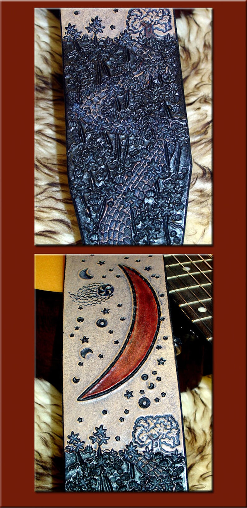 MIDNIGHT CRESCENT MOON Design A Beautifully Hand Tooled - Etsy