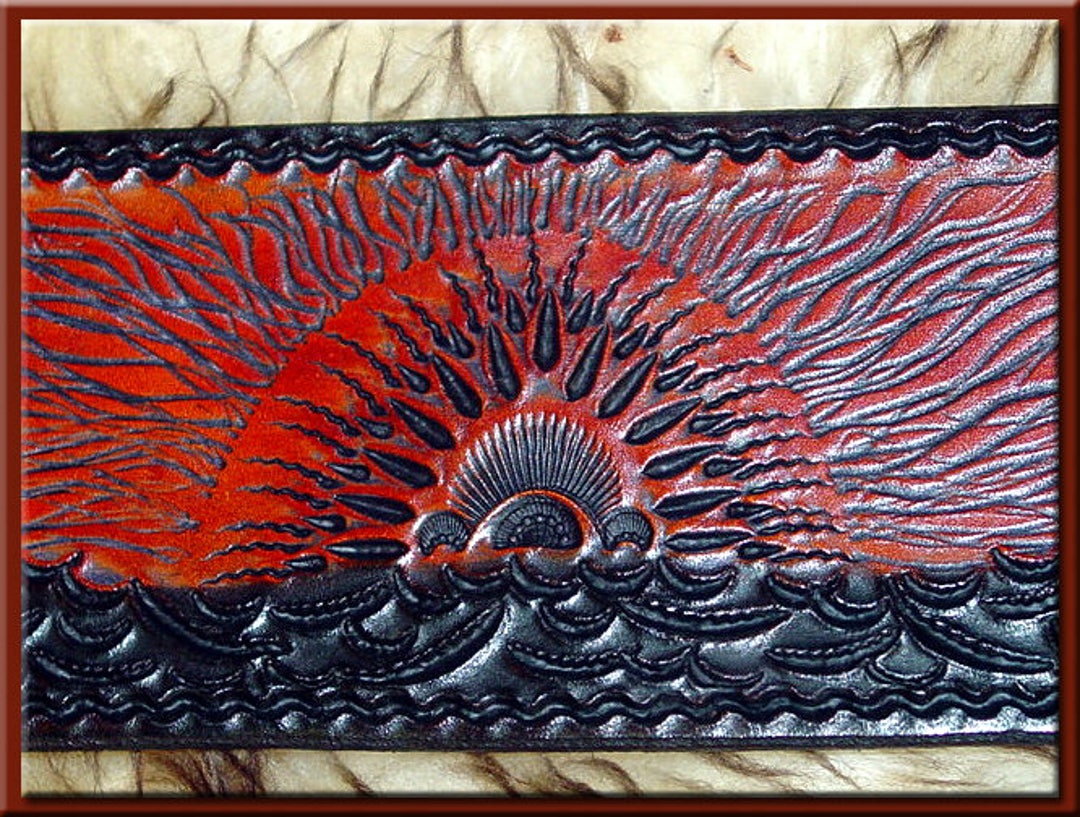 OCEAN SUNSET Design • A Beautifully Hand Tooled , Hand Crafted Leather ...