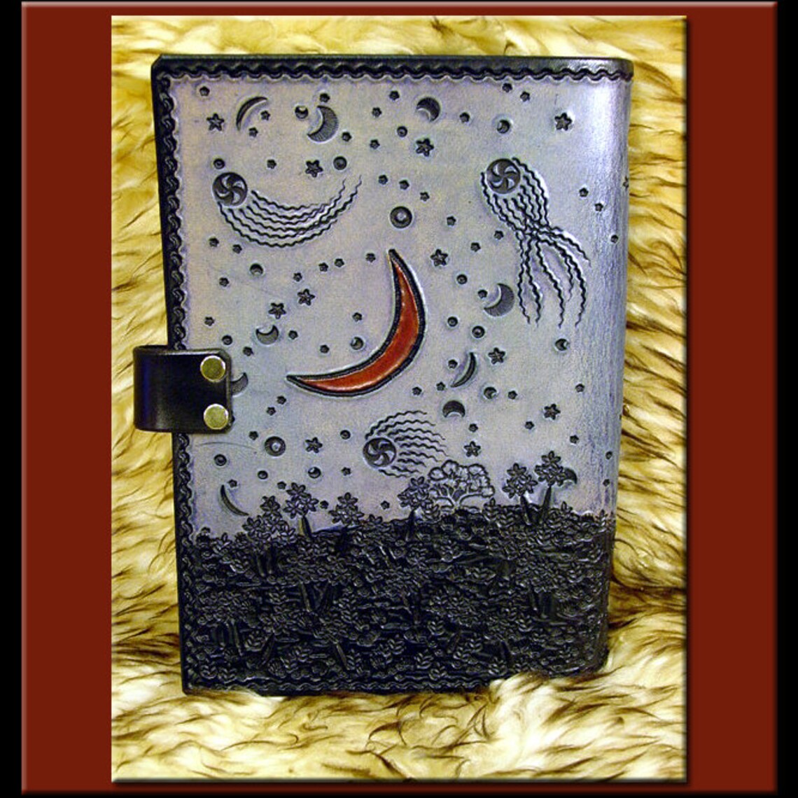 CRESCENT MOON Design A Beautifully Hand Tooled Medium Sized | Etsy