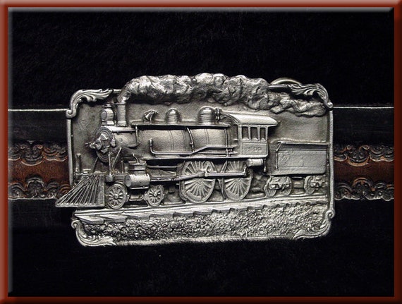 FULL STEAM AHEAD Train Locomotive Pewter Belt Buckle … - Gem