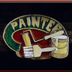 ENAMELED PAINTER Pewter Belt Buckle Fits up to 1 3/4" Belt 2.5" High X ...