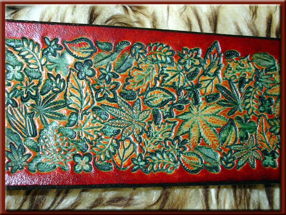 FOREST LEAVES Version 1 Design A Beautifully Hand Tooled | Etsy