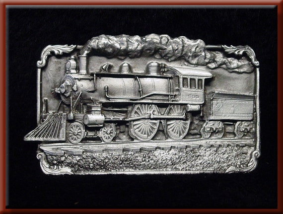 FULL STEAM AHEAD Train Locomotive Pewter Belt Buckle … - Gem