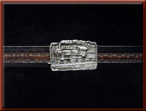 FULL STEAM AHEAD Train Locomotive Pewter Belt Buckle … - Gem