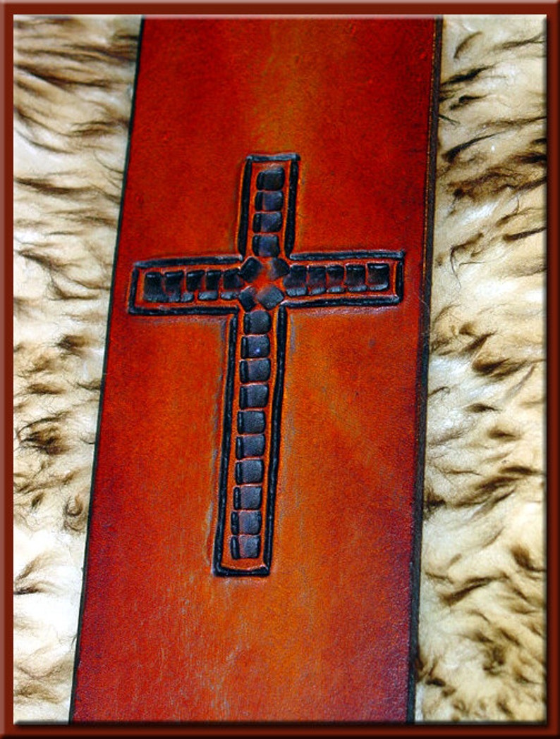 Custom Fit CHRISTIAN CROSS Design A Beautifully Hand Tooled | Etsy