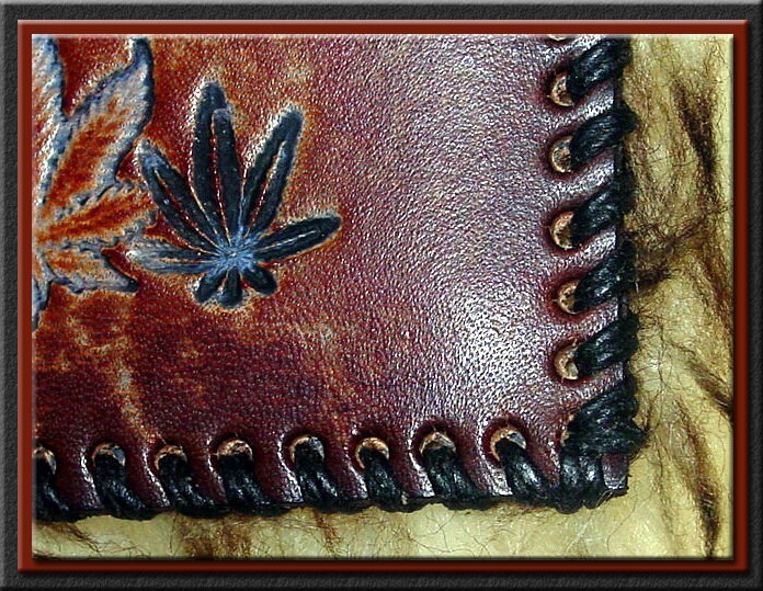 MARIJUANA LEAF Design #1 TRIFOLD Wallet • A Beautifully Hand Tooled ...